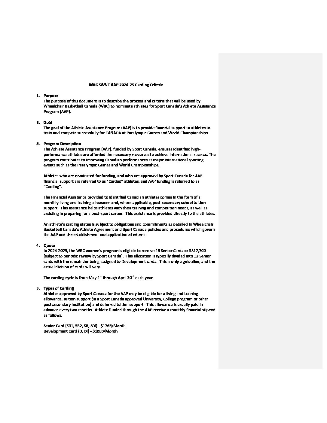 AAP Nomination Process - Women 2024-2025 - Wheelchair Basketball Canada